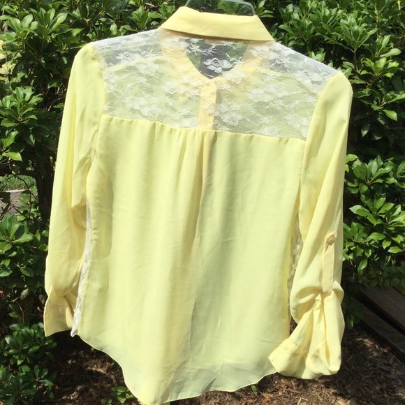 Tops | Fashionable Light Yellow Lace Top | Poshmark